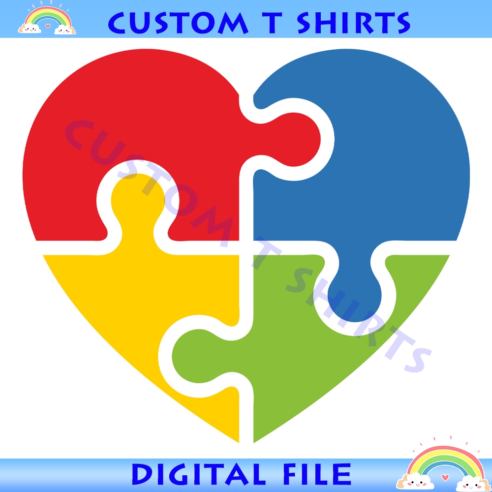 Heart Shape Puzzle Autism Awareness SVG | Inspire Uplift