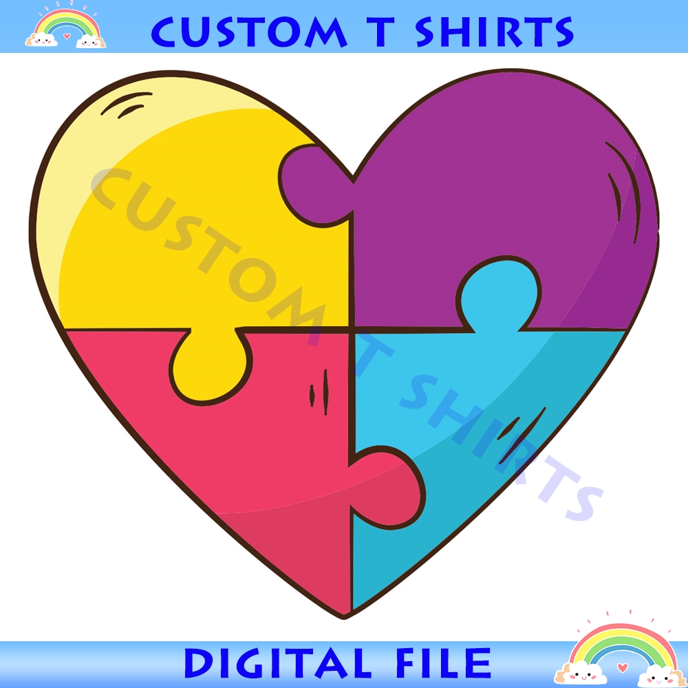Autism Heart Shape Puzzle Piece Vector SVG | Inspire Uplift
