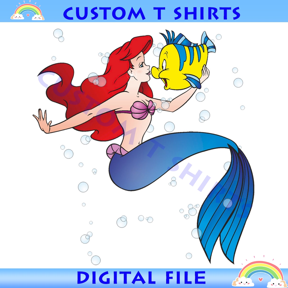 Disney Princess Ariel Flounder Fish Water Bubble PNG | Inspire Uplift
