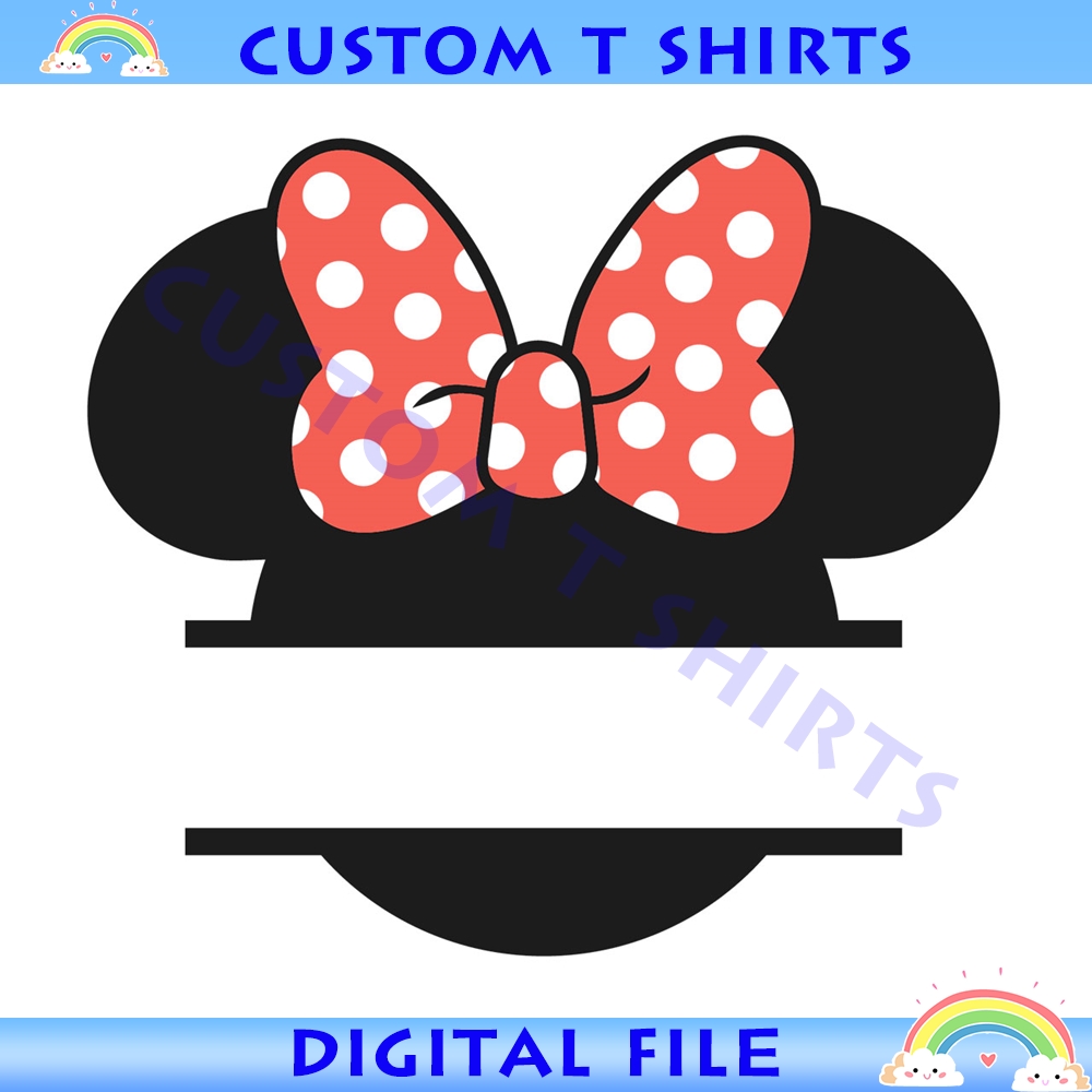 Minnie Mouse Bowtie Head Split Monogram Cut Files | Inspire Uplift
