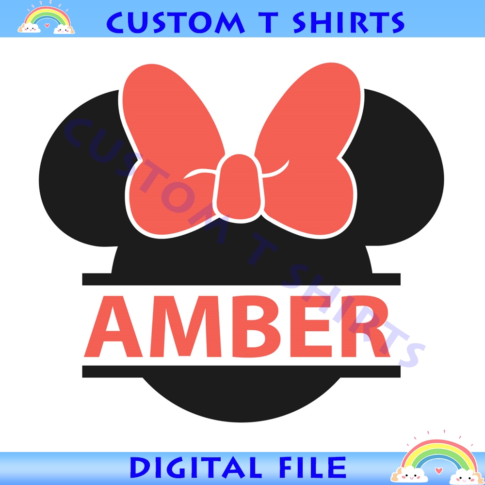 Split Name Amber Minnie Mouse Head Vector SVG | Inspire Uplift