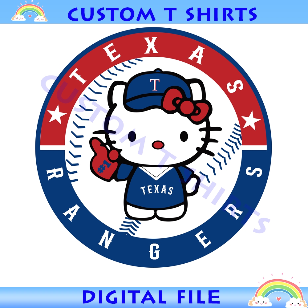 Hello Kitty Texas Rangers Baseball SVG - Inspire Uplift