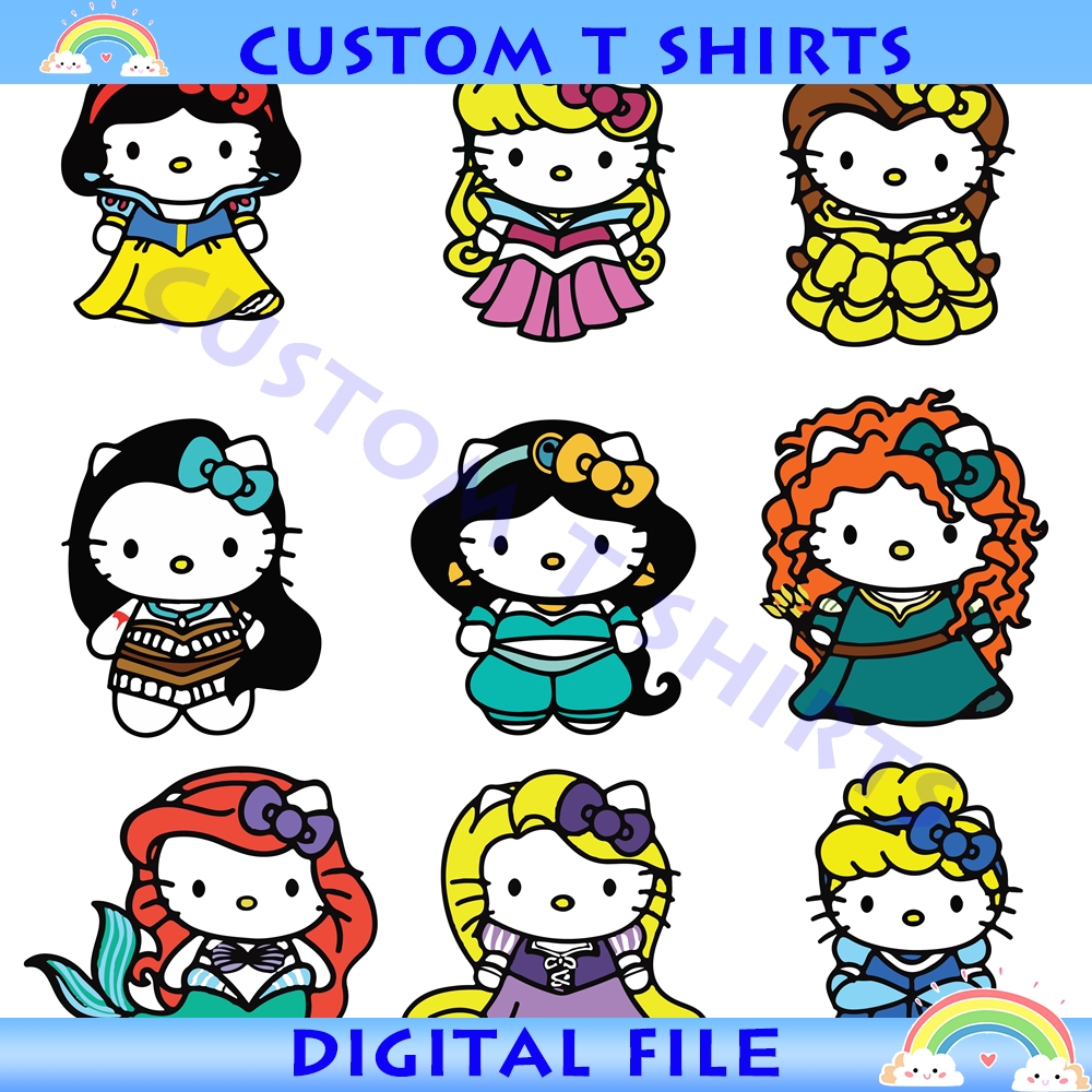 Hello Kitty Disney Princess Svg, Hello Kitty Svg, Ariel Svg, | Inspire ...