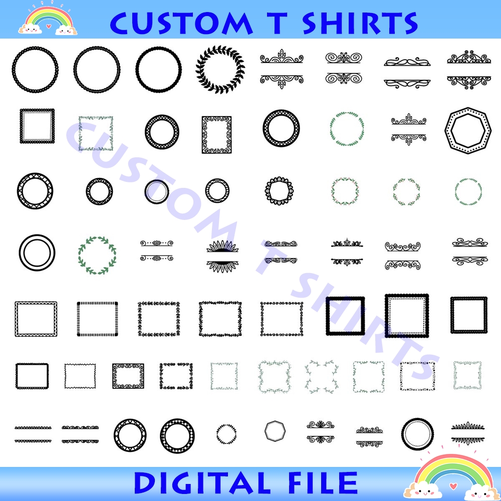Frames and Borders SVG Bundle, Square Frames SVG, Fancy Bord | Inspire ...