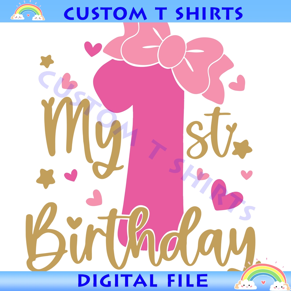 First Birthday Svg Png Jpg Dxf, Girls 1st Birthday Svg, Birt | Inspire ...
