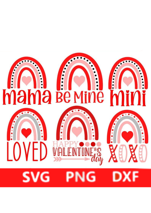 Bundle Happy Valentines Day Rainbow SVG, Heart Rainbow SVG, - Inspire ...