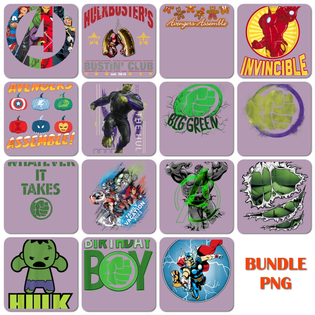 15 Hulk Png Bundle, Marvel Avengers Hulk Layered Digital Fil | Inspire ...