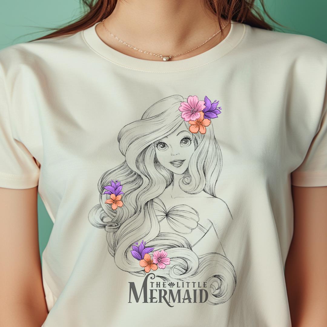 Disney The Little Mermaid Floral Ariel Line PNG, The Little - Inspire ...