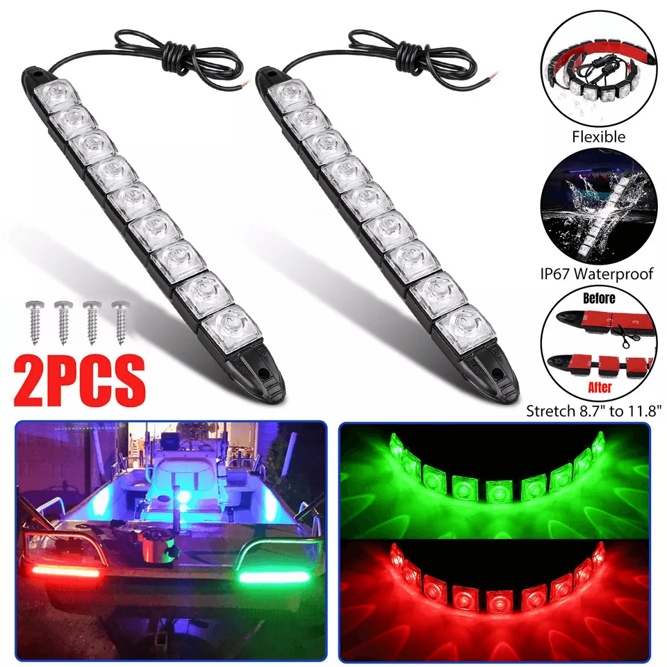 2x Red Green Submersible Navigation LED Boat Bow Lights | Inspire Uplift