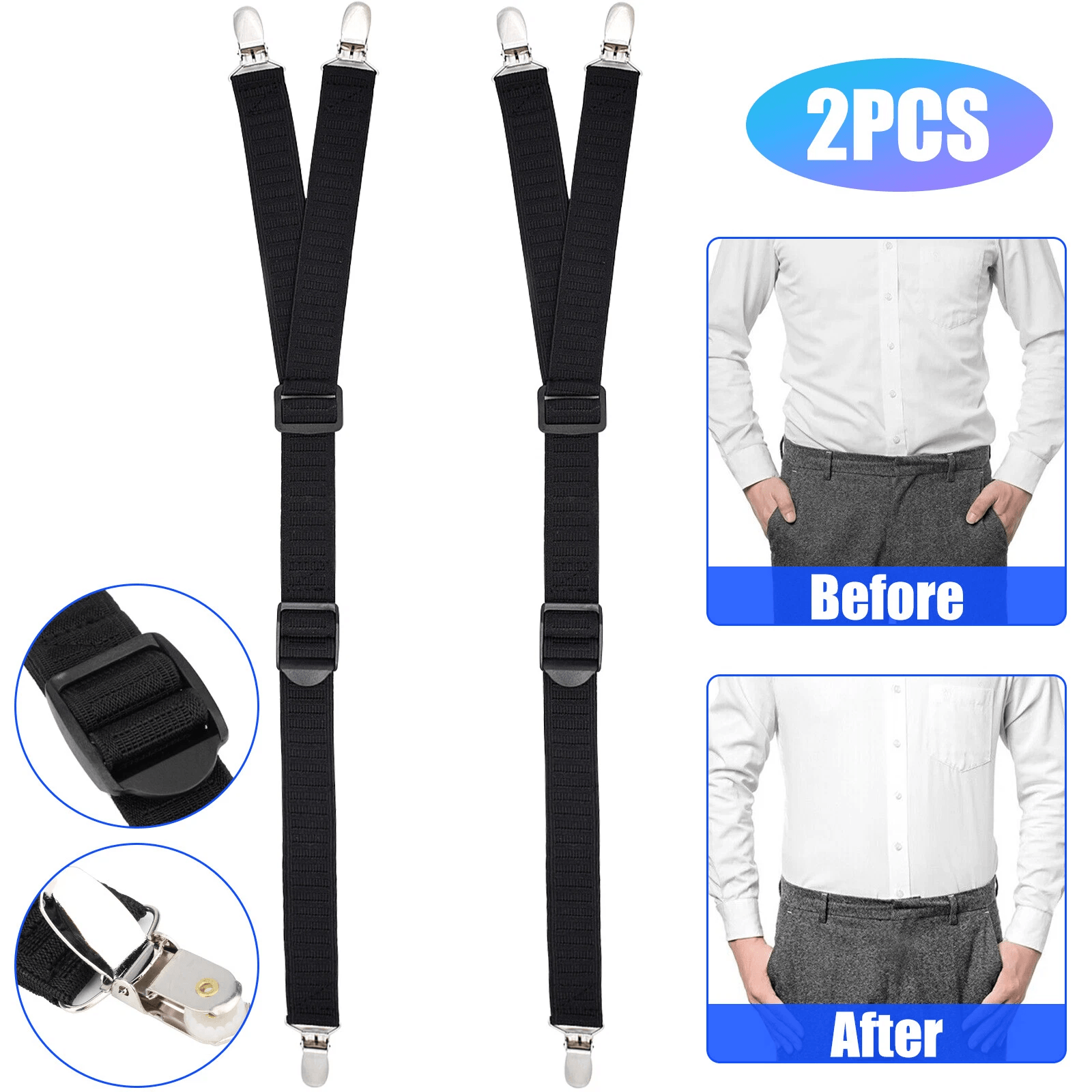 Adjustable Shirt Stays Y-Style Garters for Perfect Fit | Inspire Uplift