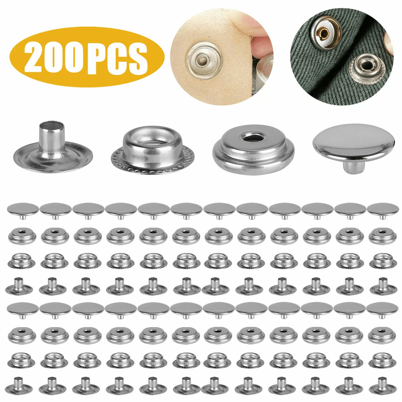 200PCS Stainless Steel Snap Fastener Kit | Inspire Uplift