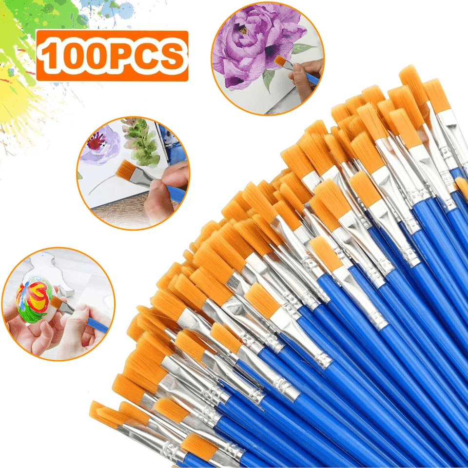 100Pcs Flat Artist Brushes for Painting Art | Inspire Uplift