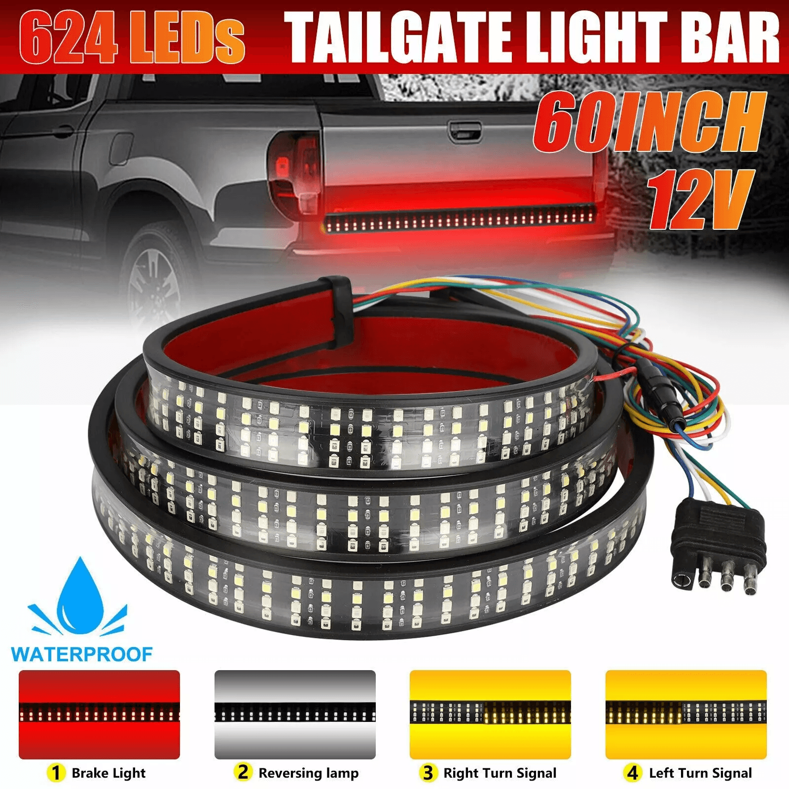 60" LED Truck Tailgate Light Bar 624 LEDs | Inspire Uplift