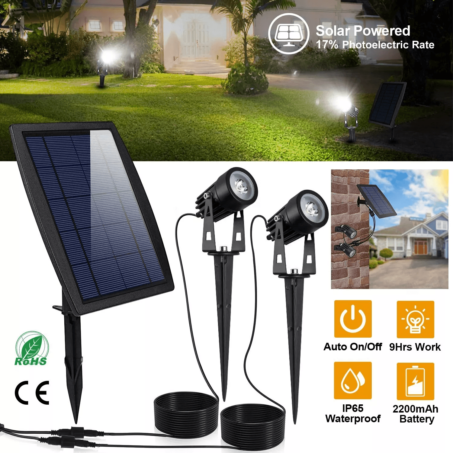 USA Solar Powered LED Garden Spotlight | Inspire Uplift
