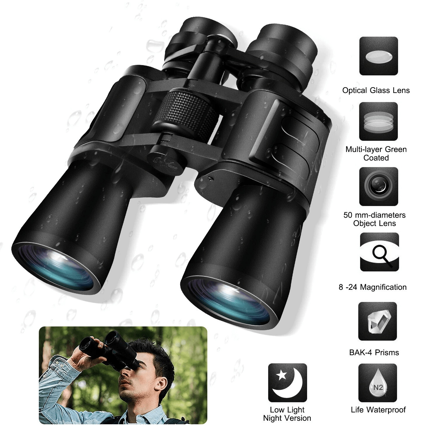 180x100 Night Vision HD Binoculars + Case | Inspire Uplift