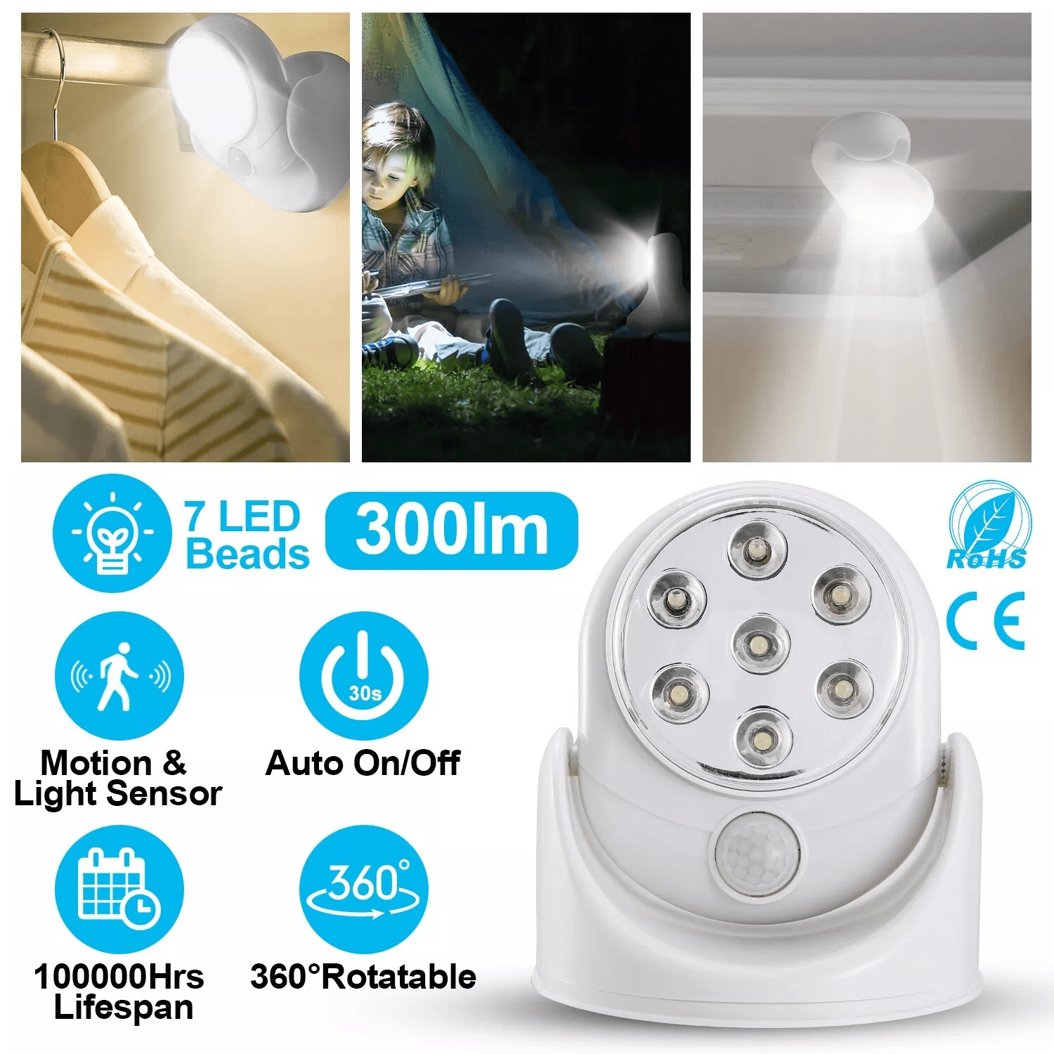 7 LED Motion Sensor Light – Cordless & Adjustable | Inspire Uplift