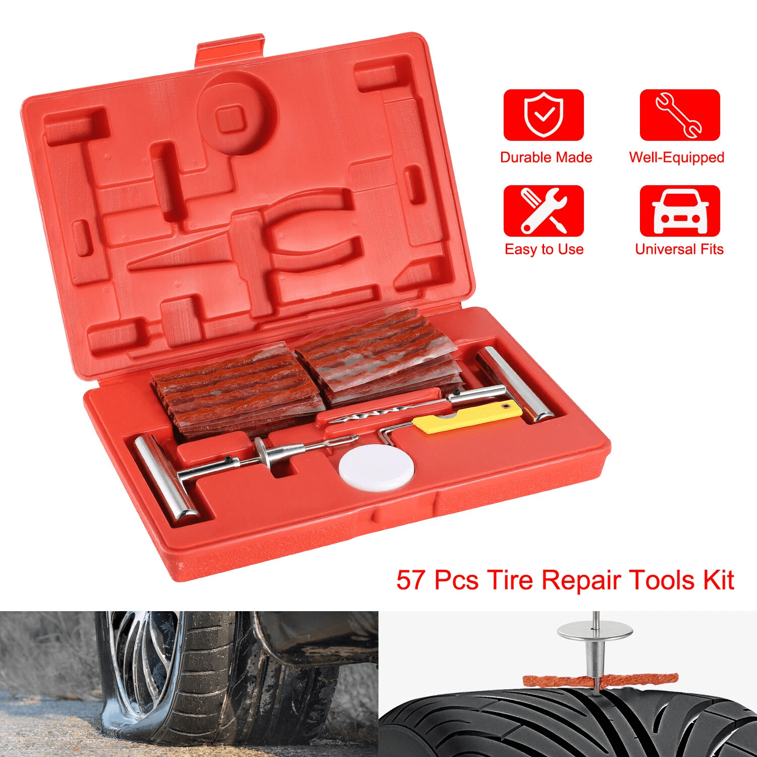57pcs Tire Repair Kit – DIY Flat Tire Plug Set | Inspire Uplift