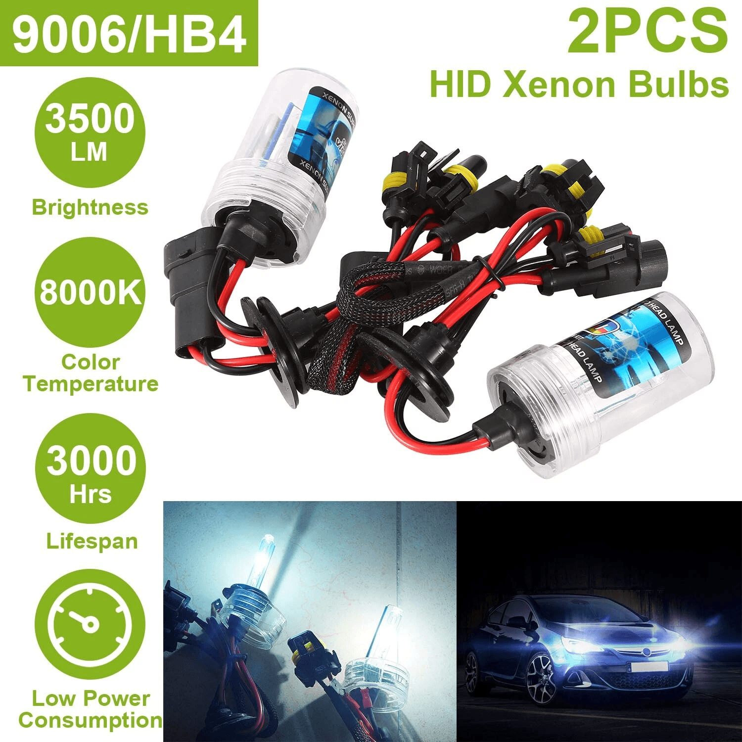 2pcs 9006 Xenon HID Headlight Bulbs 8000K | Inspire Uplift