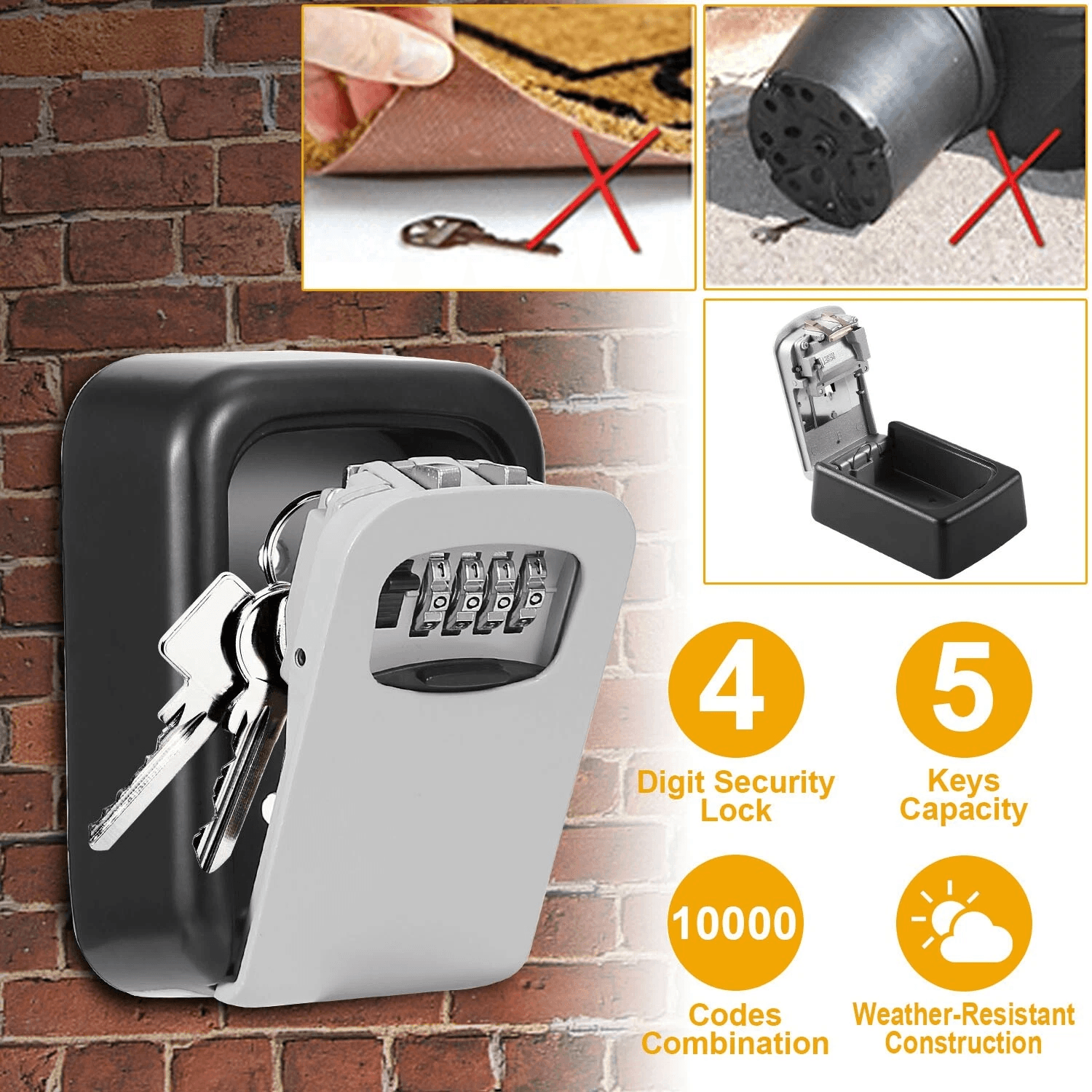 Wall Mount Key Lock Box – 4 Digit Safe | Inspire Uplift
