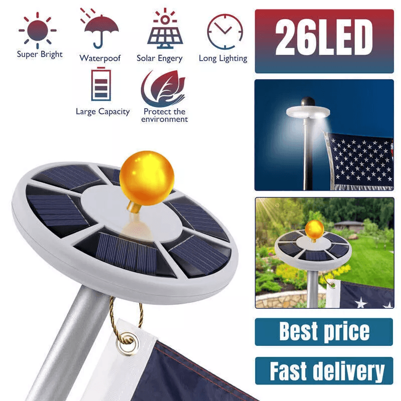 Solar Flagpole Light – 26 LED Super Bright | Inspire Uplift