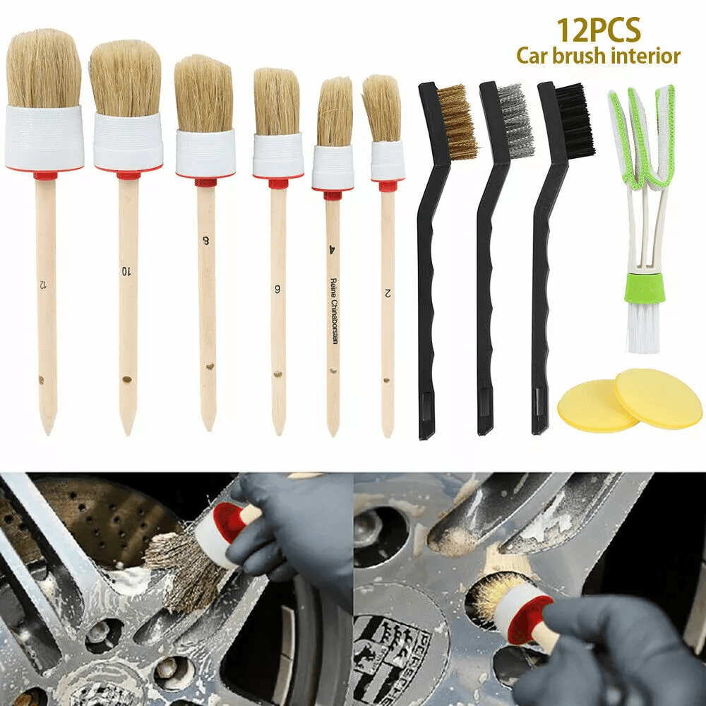 12pcs Car Detailing Brush Kit – Boar Hair Set | Inspire Uplift