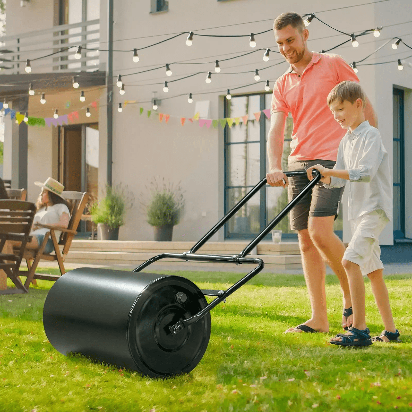 19"x43" Heavy Duty Steel Lawn Roller – Push/Tow | Inspire Uplift