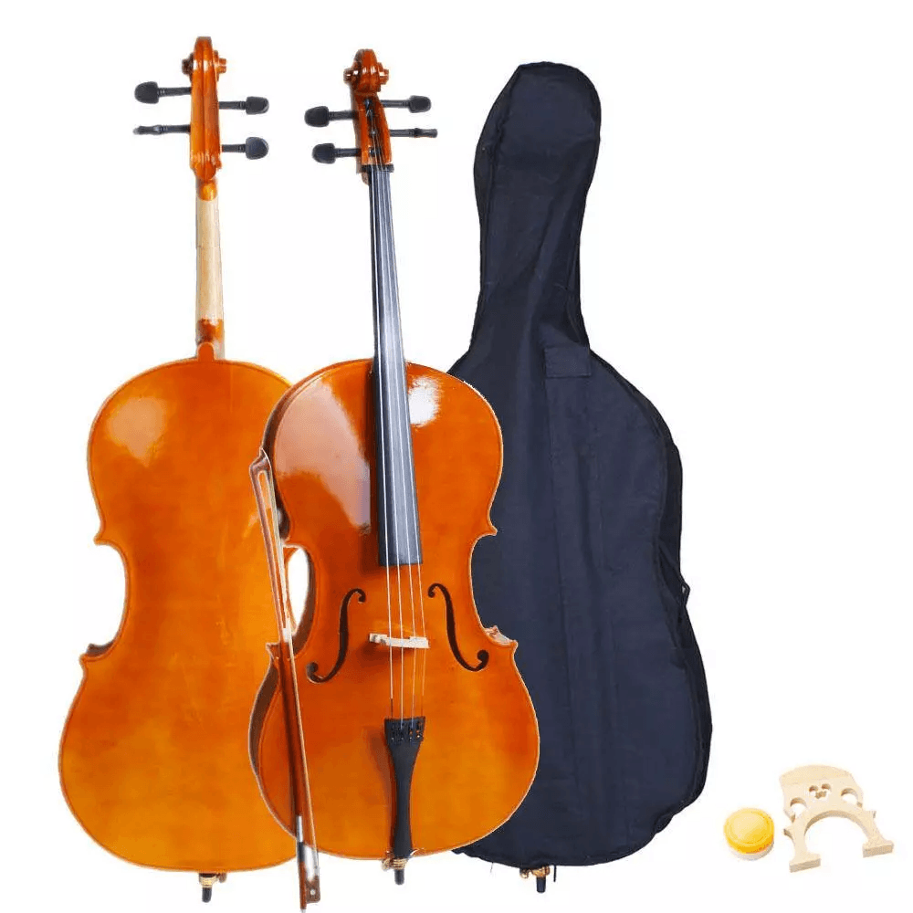 4/4 Full Size Cello with Bag Bow Rosin Bridge Set | Inspire Uplift