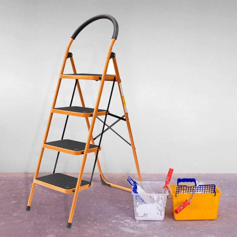 4 Step Folding Steel Ladder – 330lbs Capacity | Inspire Uplift
