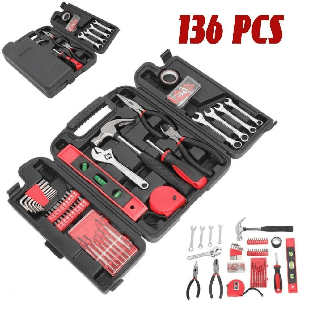 136pcs Red Household Tool Kit with Case | Inspire Uplift