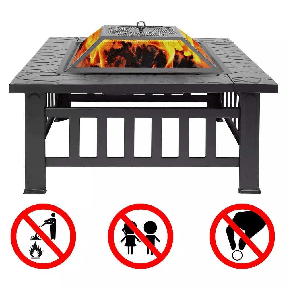 32" Fire Pit BBQ Square Table – Wood Burning | Inspire Uplift