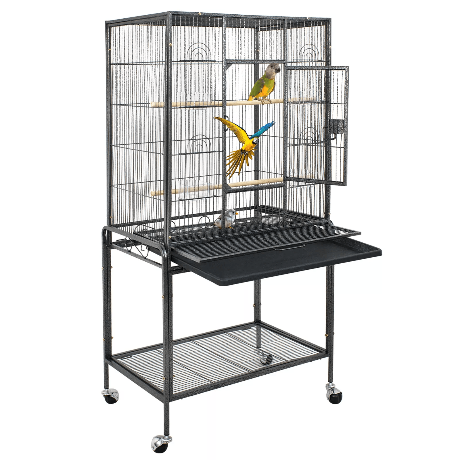 53" Large Wrought Iron Parrot Cage – Black | Inspire Uplift