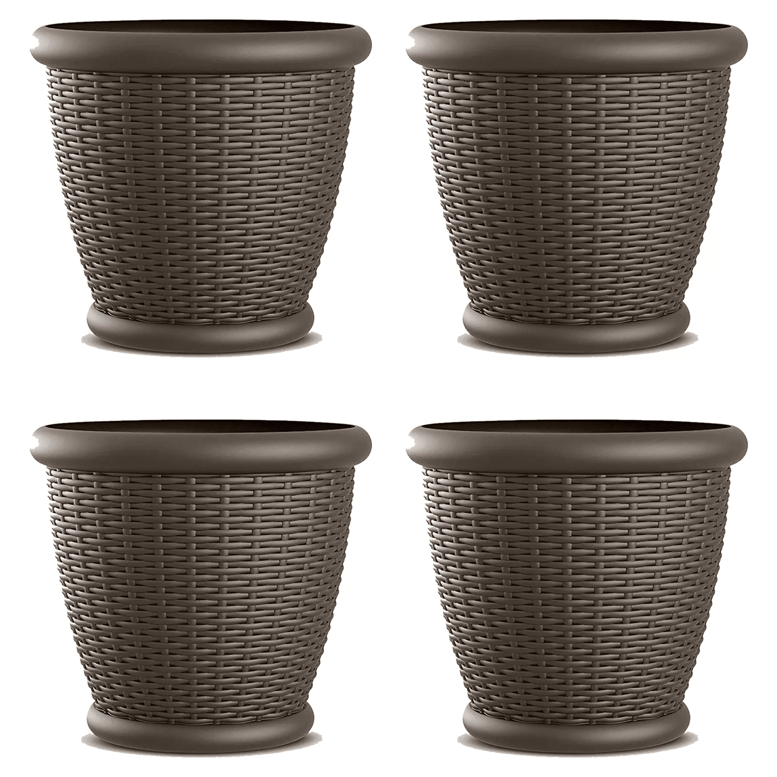 Suncast Willow 18" Wicker Planter Pots (4 Pack) | Inspire Uplift