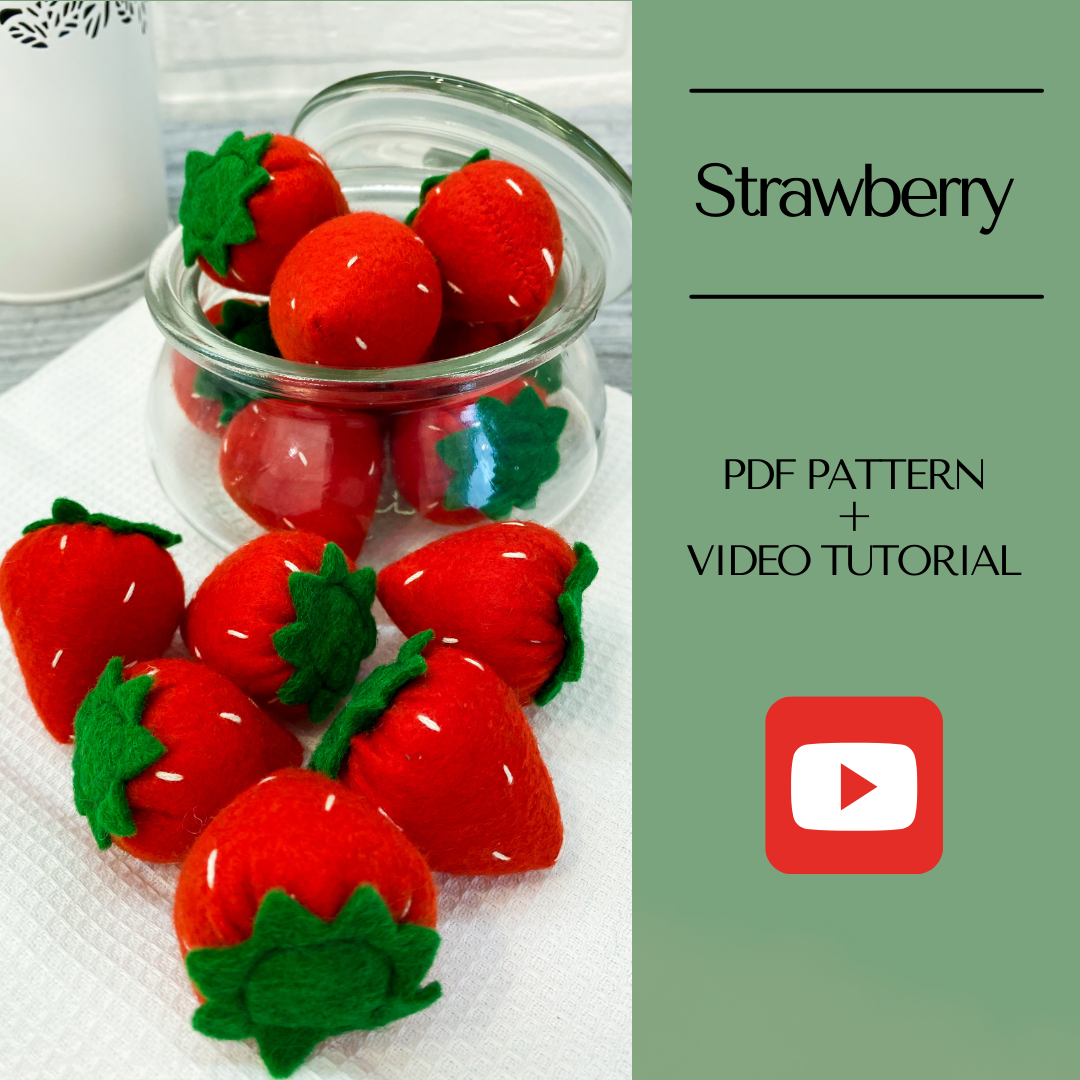 Felt Strawberry Pattern, Felt Play food, DIY Felt Food Templ | Inspire ...