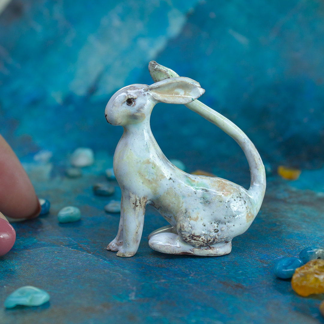 Miniature fantasy ceramic hare OOAK | Decoration - Inspire Uplift