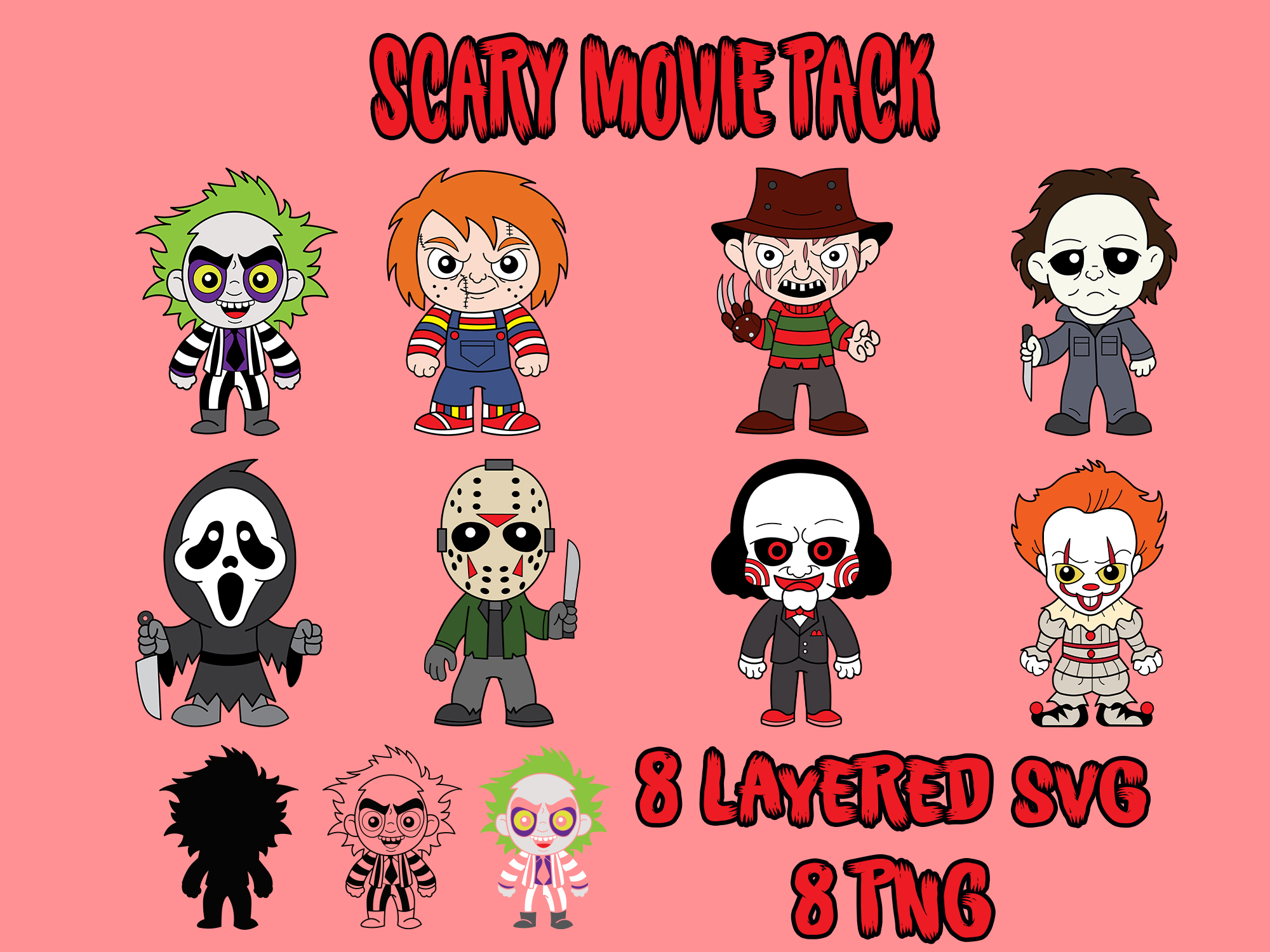 Horror Movie Scary Villain Clipart, Layered SVG, PNG, Transp | Inspire ...