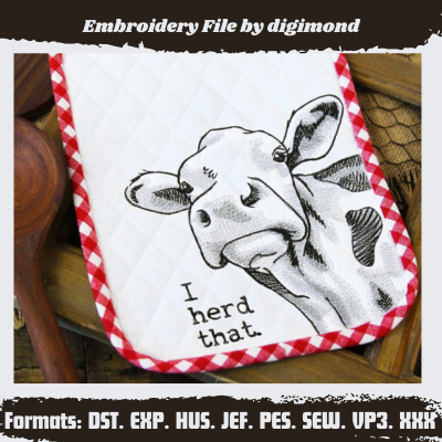 cute cow Embroidery Design- Machine Embroidery design Style | Inspire ...