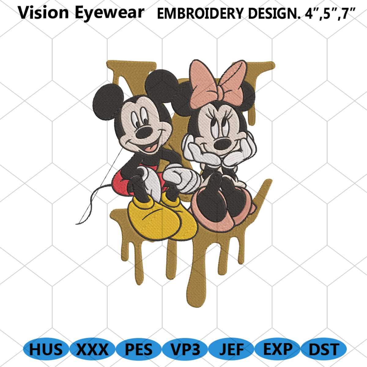 Couple Mickey And Minnie LV Dripping Embroidery Design Downl | Inspire ...