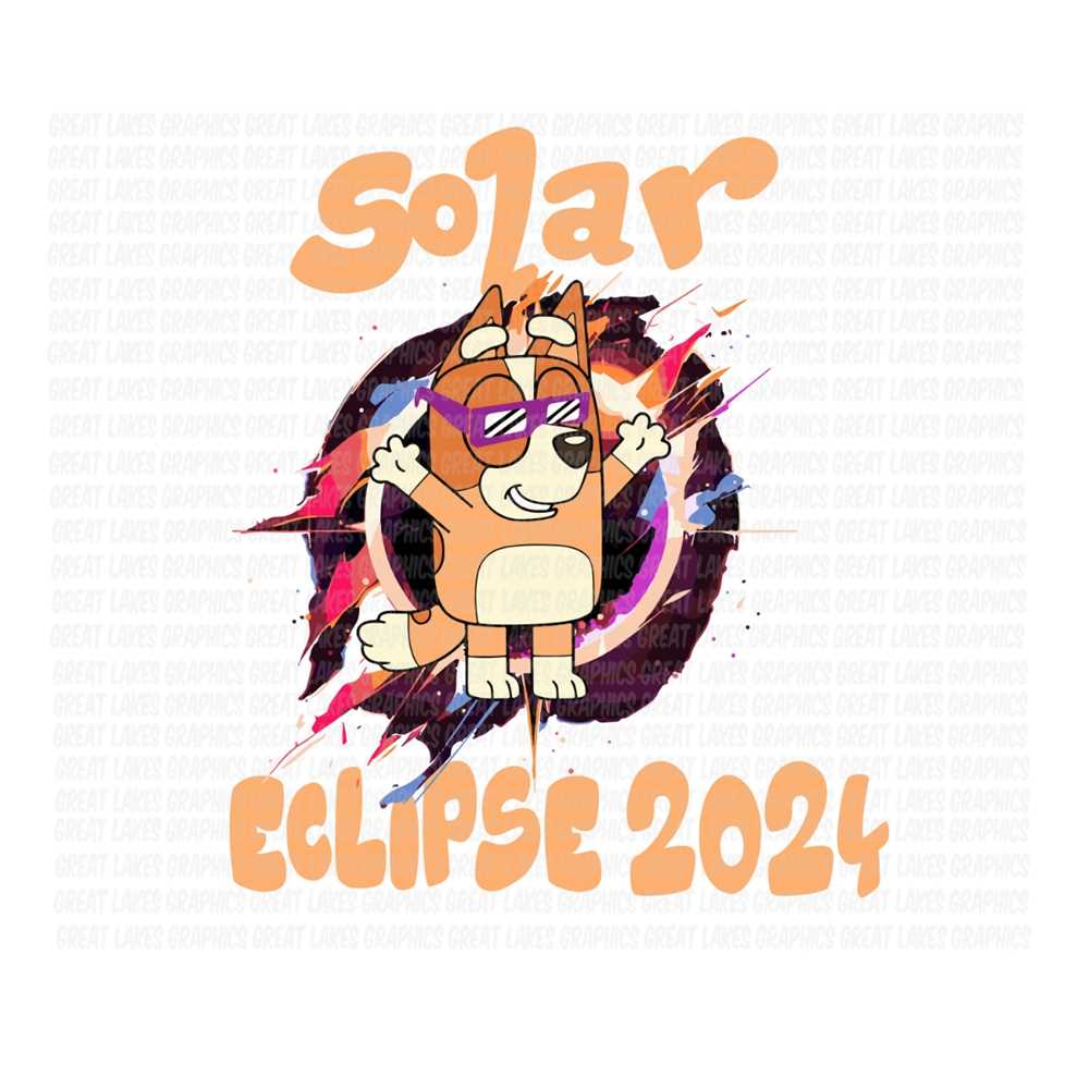 Bluey Bingo Solar Eclipse 2024 Logo For T Shirt Printing And - Inspire ...