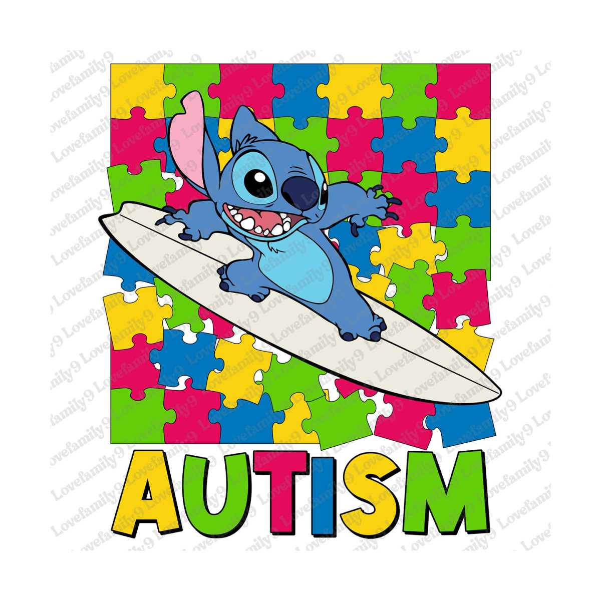 Puzzle Pieces Autism Awareness Stitch Cartoon Digital File P | Inspire ...