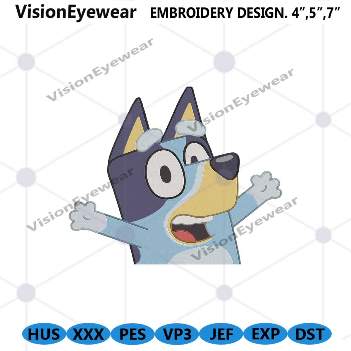 Cute Bluey Embroidey Digital File, Bluey Embroidery Download | Inspire ...