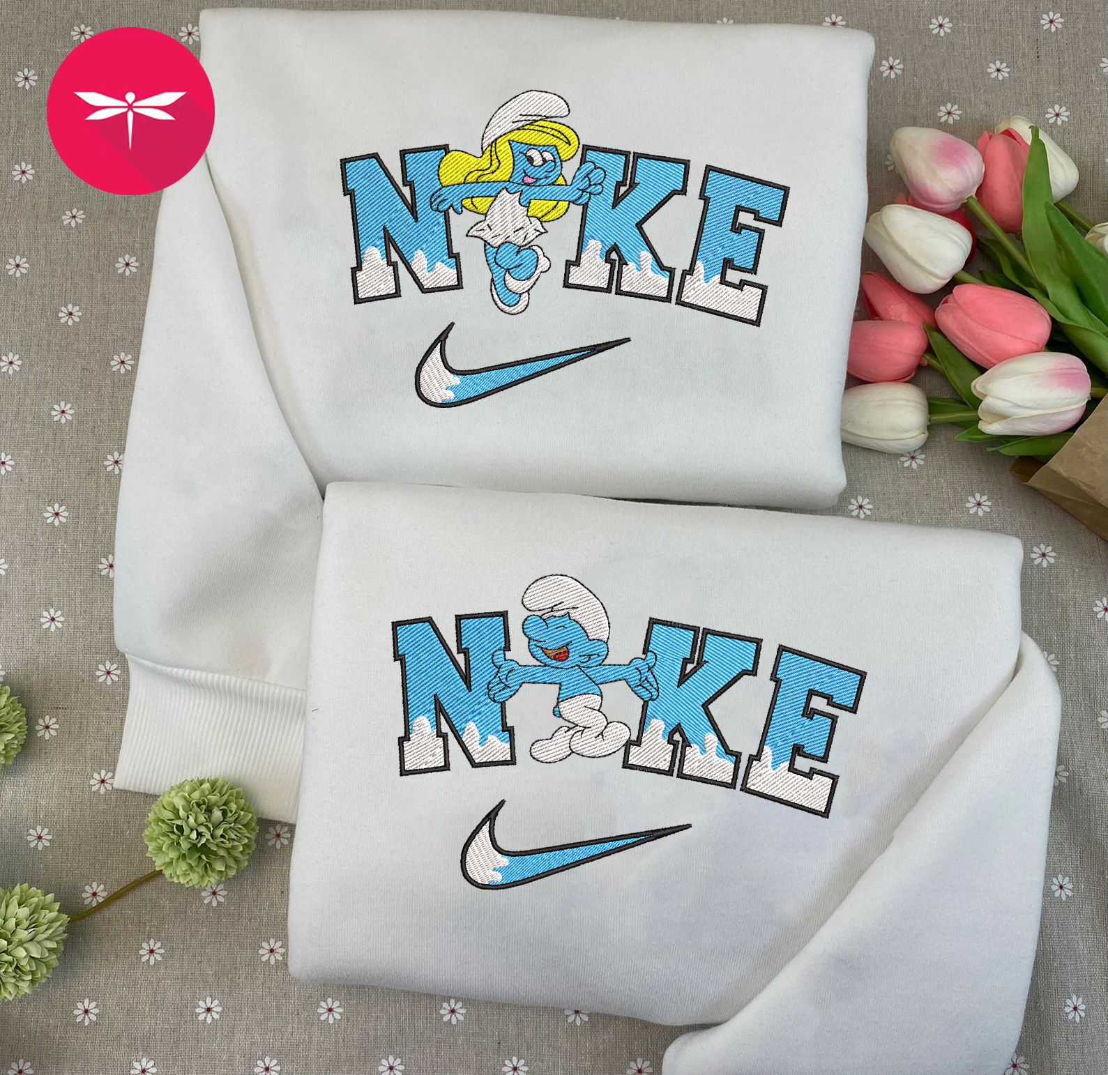 Nike Couple Smurfs Embroidery Hoodie, The Smurfs Couple Coup | Inspire ...