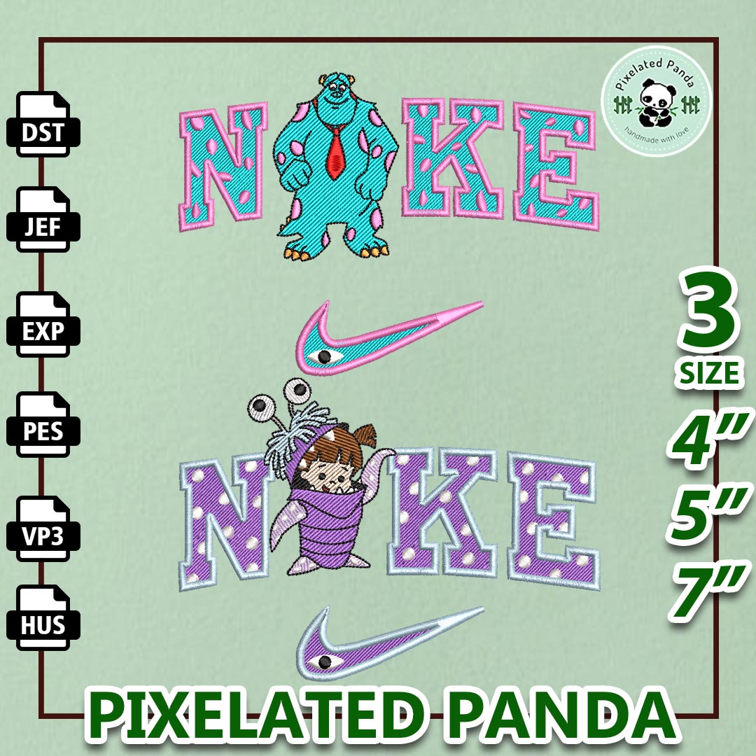 Nike Couple Sully And Boo Embroidery Design, Monsters Couple | Inspire ...