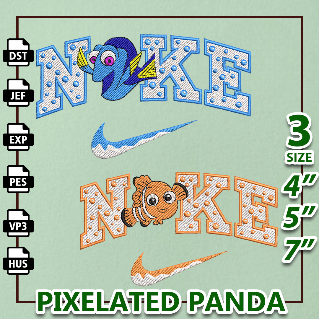 Nike Nemo and Dory Embroidery Design, Finding Nemo Couple Ni | Inspire ...
