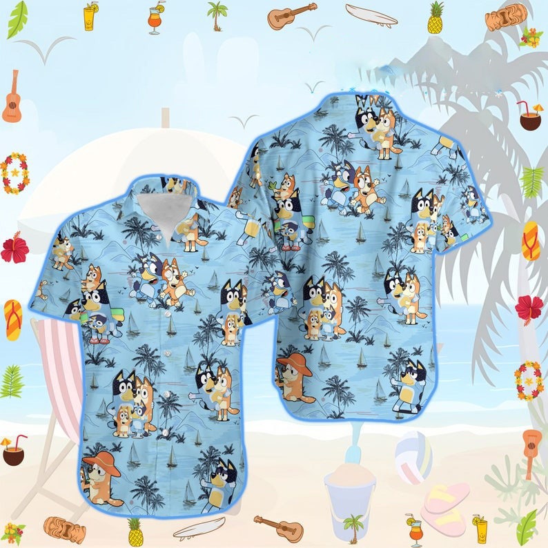 Bluey Summer Family Tropical Shirt, Bluey and Bingo Beach Su | Inspire ...