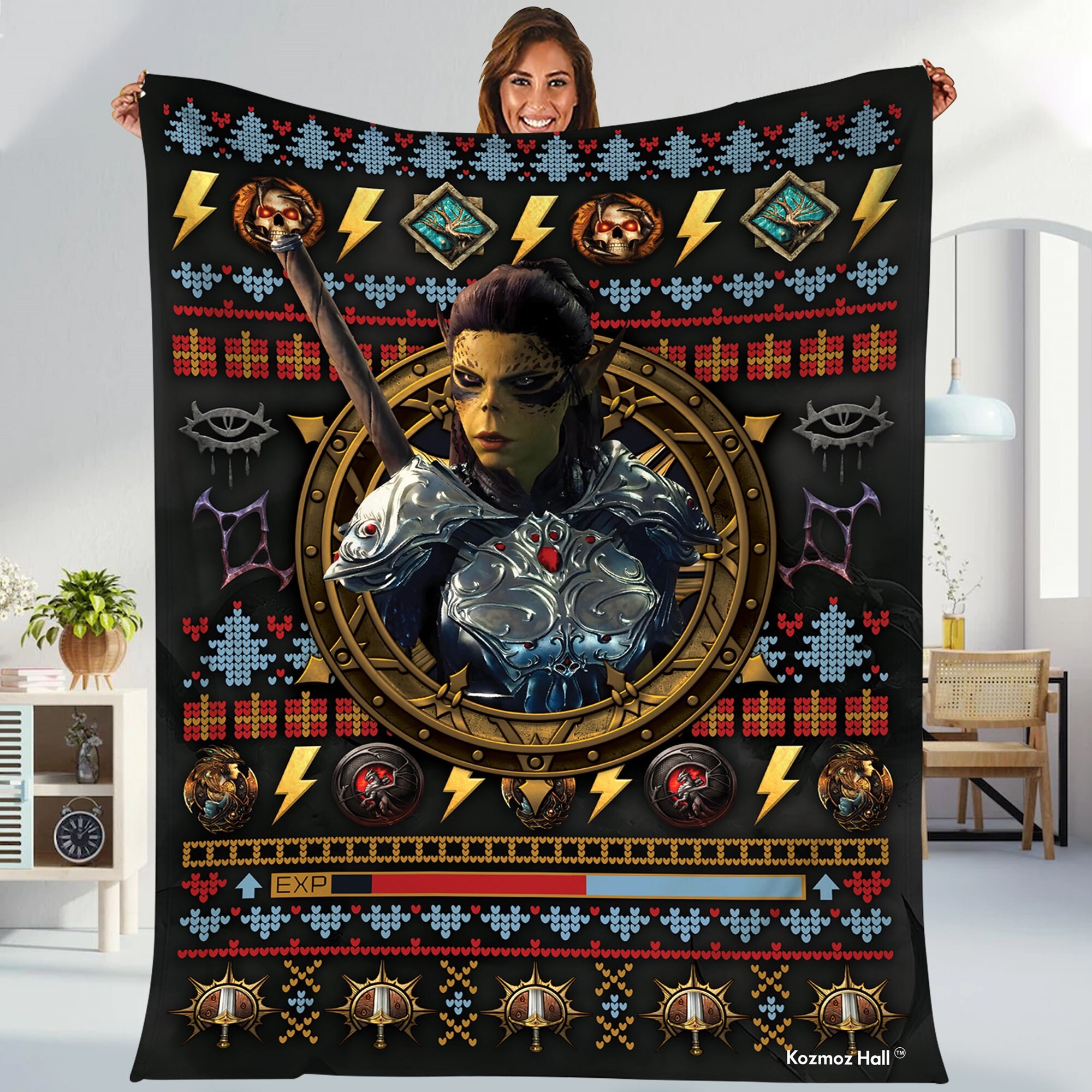 Baldurs Gate 3 Blanket Baldurs Gate Laezel Uglyy Xmas Flee - Inspire Uplift