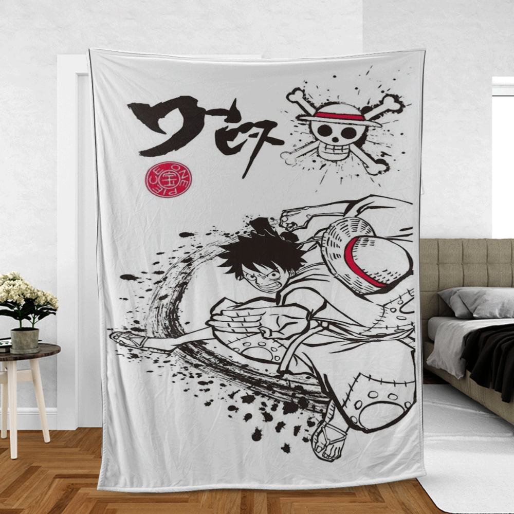 Cute Monkey D.Luffy One Piece Anime Sherpa Fleece Quilt Blan | Inspire ...