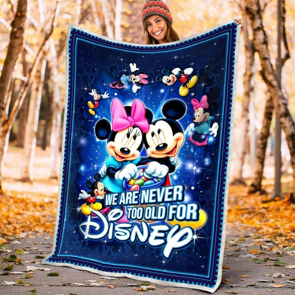 Never Too Old Mickey And Minnie Sherpa Fleece Quilt Blanket | Inspire ...