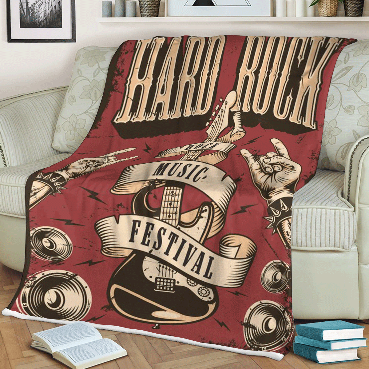 Hard Rock Rock Music Festival Comics Sherpa Fleece Quilt Bla | Inspire ...