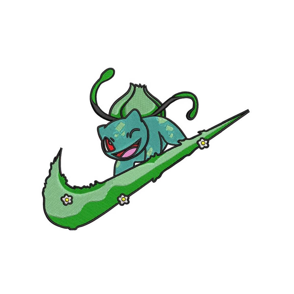 Bulbasaur Nike Logo Anime Pokemon Embroidery Design | Inspire Uplift