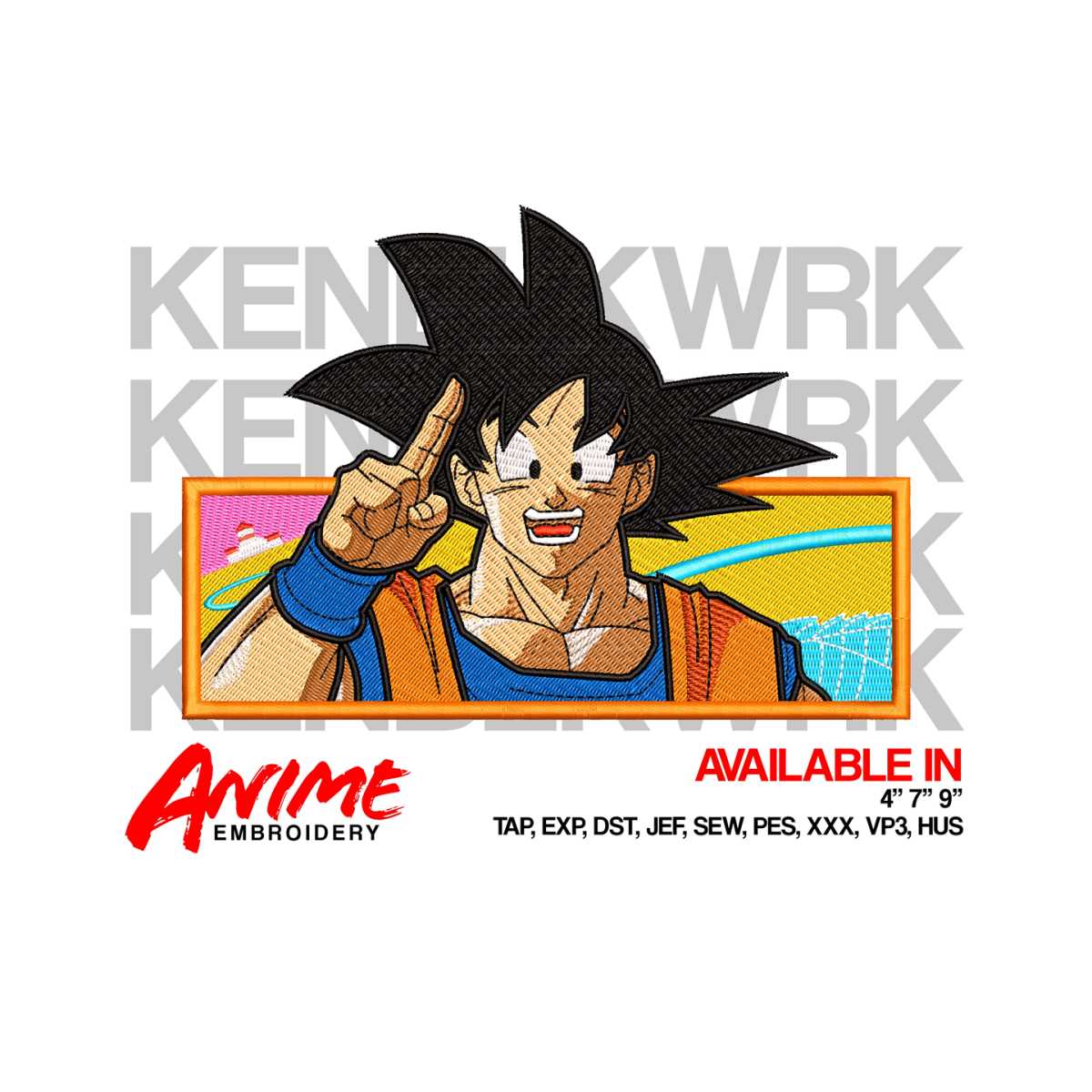 Premium Goku Say Hi Embroidery Design | Inspire Uplift